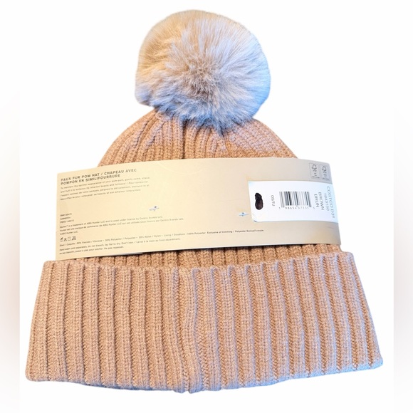 Hunter | Accessories | Hunter Beanie Toque Faux Fur Pom Hat In Tan ...